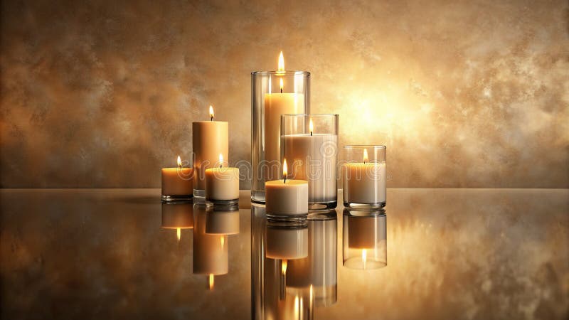 Serene Spiritual Still Life Elegant Holy Candles on a Beige Background ...