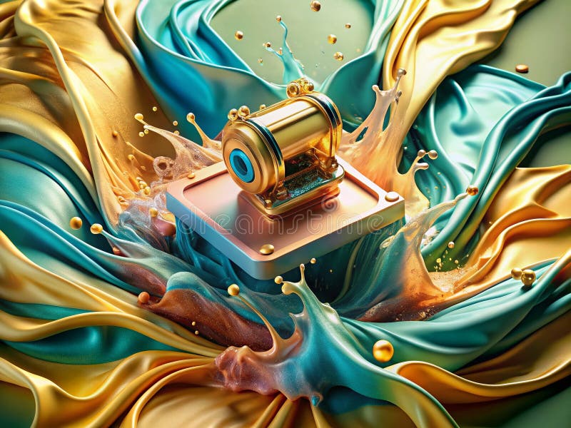 A Delicate Dance of Sparkling Water and Gold Accents on a Marble ...