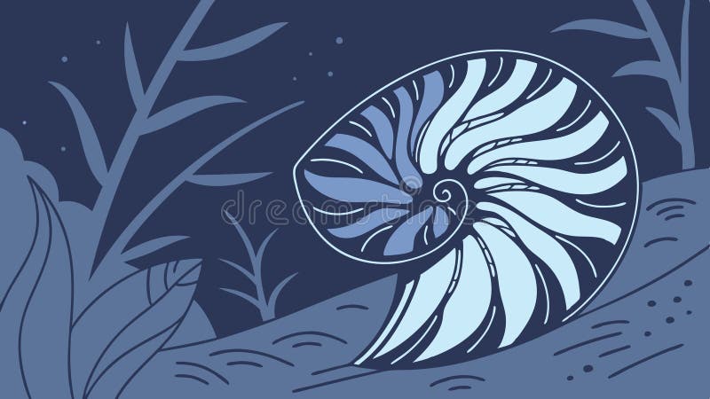 Dark Nautilus Shell, Deep Sea Mystery, Abstract Vector Art Generative ...