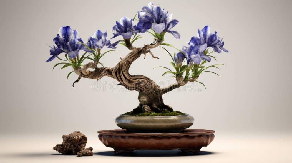 Captivating Floral Still Life: 3d Model of Iris Bonsai Tree Stock ...