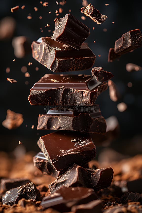 Captivating Flying Chocolate Pieces Creating a Dynamic and Delicious ...
