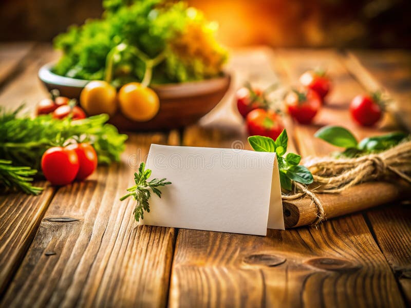 Captivating Food Photography Background Blank Nameplate Rustic Table ...