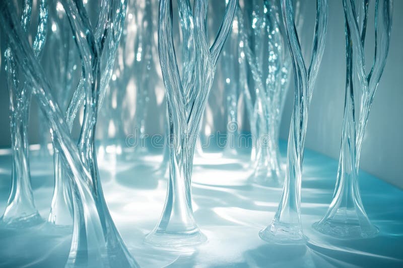 Glowing Glass Forest with Abstract Tree Shapes Creating Enchanting ...