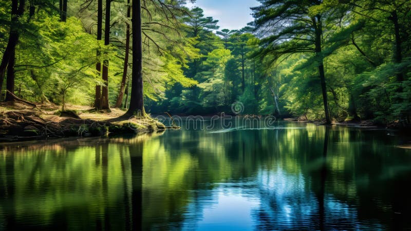 Captivating Forest Scenery Backdrop Stock Illustration - Illustration ...