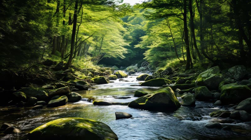 Captivating Forest Scenery Backdrop Stock Illustration - Illustration ...