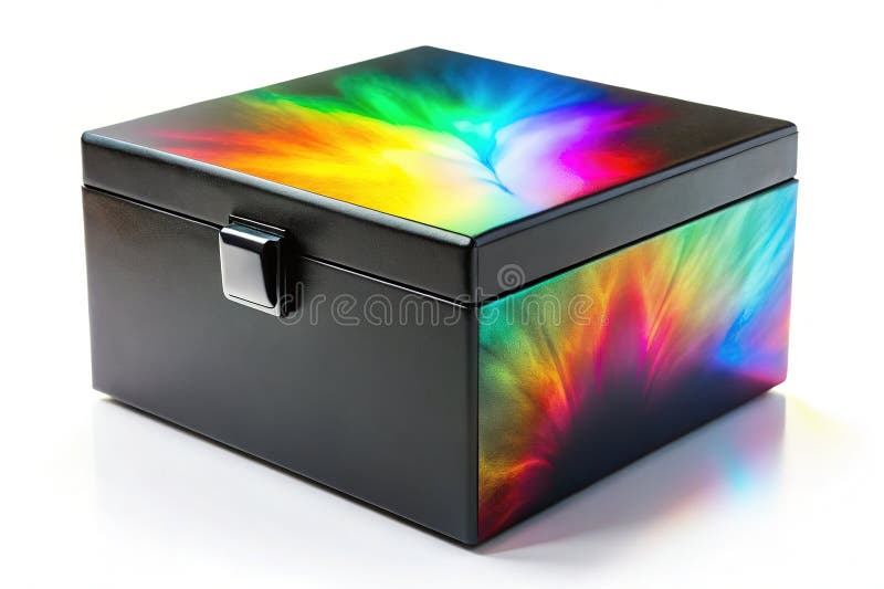 Dynamic Black Box Abstract Art a Front View Exploration of Vibrant ...