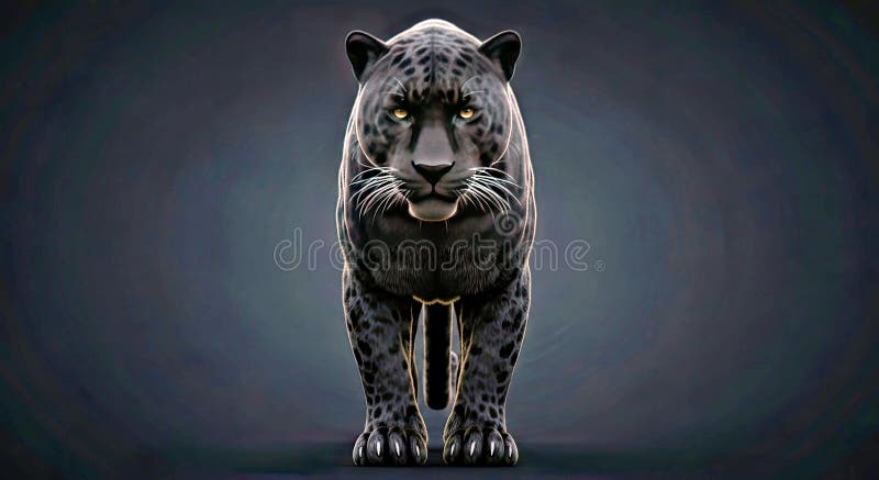 Front View Black Panther Dark Background Majestic Wild Feline Predator ...