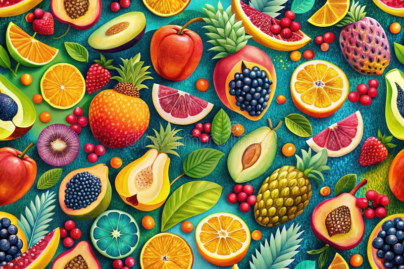 Vibrant Fruit Collage a Modern Abstract Background Design for Your ...