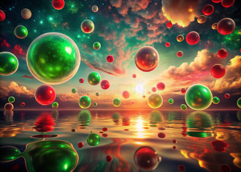 A Captivating Fusion of Red and Green Circles in Surreal Abstract ...
