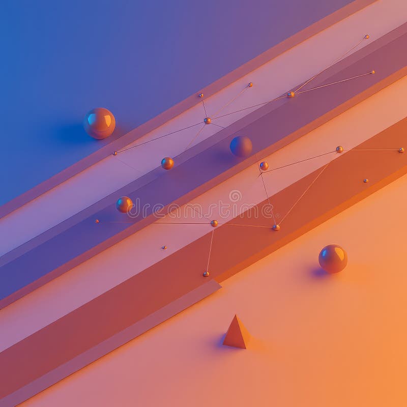 Geometric Shapes Abstract Composition with Spheres and Pyramid on ...