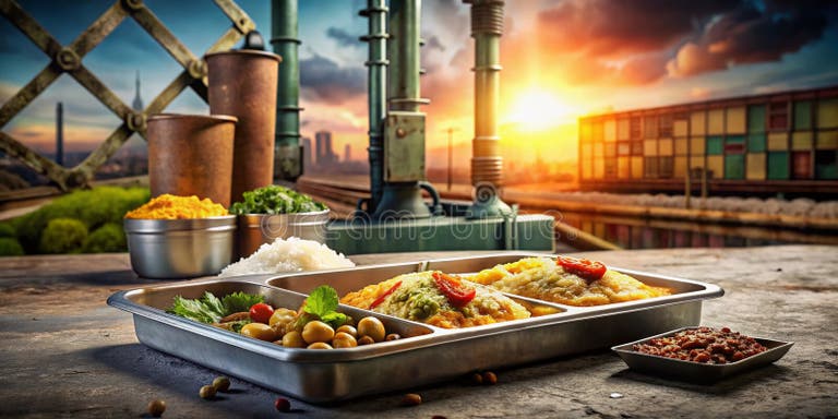 Lunch Break on a Busy Urban Construction Site Scrumptious Meal Enjoyed ...