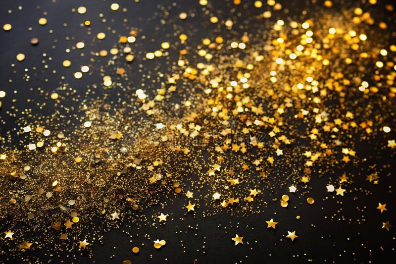 Captivating Gold Glitter and Confetti Texture on a Dramatic Black ...