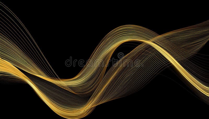 Striking Vector Abstract Art Gold and Yellow Wave Line Pattern with ...
