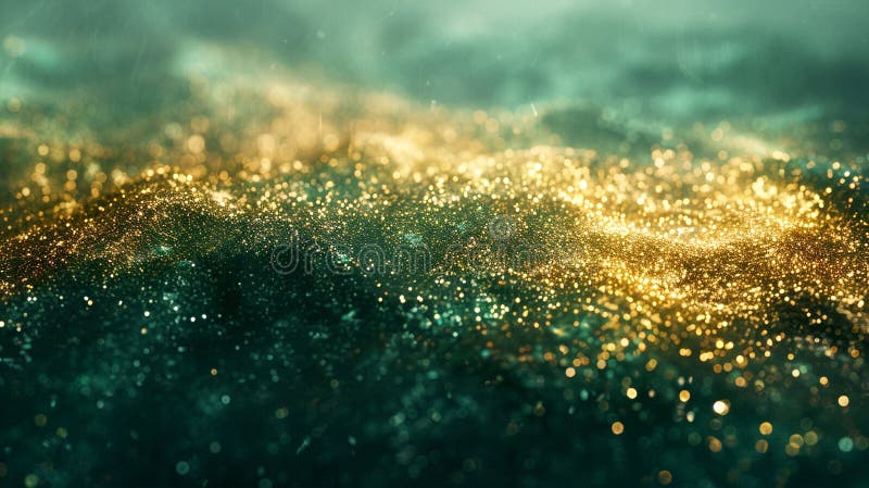 Captivating Golden Particles Shimmering in Deep Turquoise Water during ...