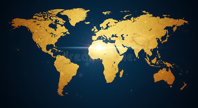 A Captivating Golden World Map with a Mesmerizing Crystal Flare Effect ...