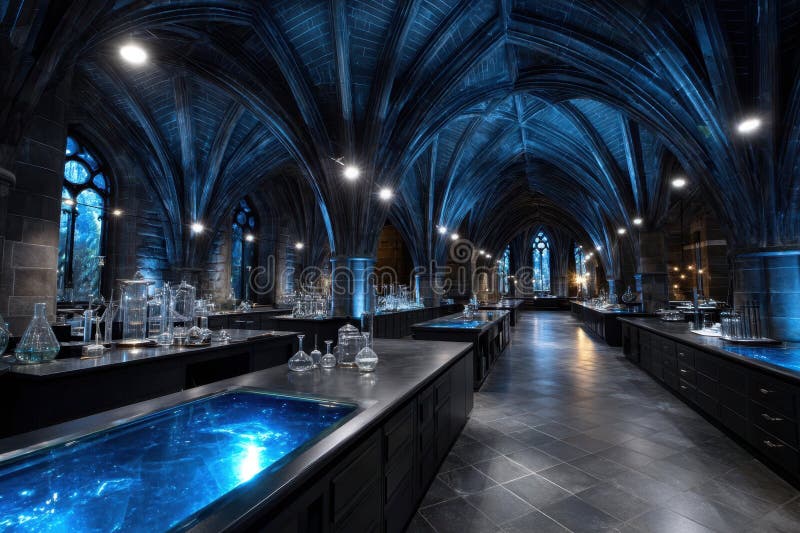 Historic Gothic Laboratory with Intricate Architecture and Mystical ...