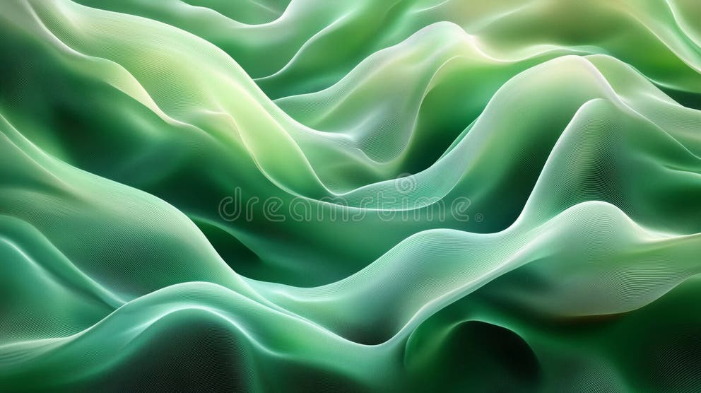 Captivating Green Waves in a Soft Textured Flowing Design Stock Photo ...