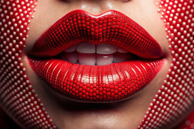 Captivating Halftone Red Lips a Stunning Depth of Field Image Perfect ...