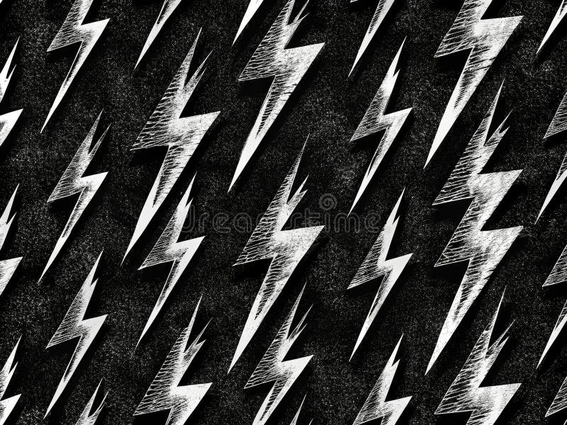 Bold Black and White Lightning Bolt Seamless Pattern HandDrawn Design ...