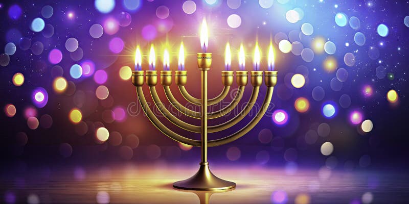 Elegant Hanukkah Menorah Icon with Bokeh for Web and Mobile Design a ...