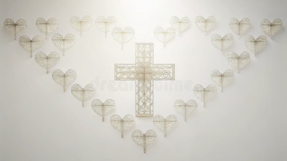 Captivating Heart Cross Line Art a Study in Elegant Composition and ...