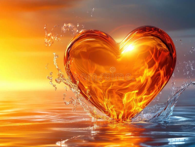 Harmony of Elements. Water and Fire Fusion Concept Stock Illustration ...