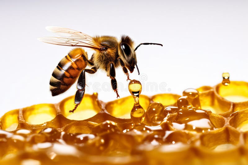 A Captivating Hexagon Patterned Honeycomb, Featuring a Diligent Honey ...