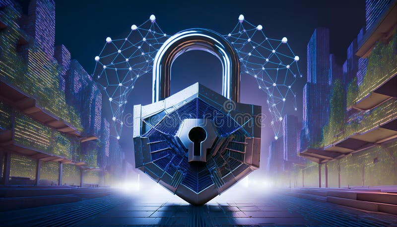 Unlocking Digital Secrets: Futuristic Abstract Illustration of Privacy ...