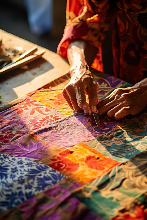 Artisans Delight: Vibrant Batik Textile Creation Stock Illustration ...