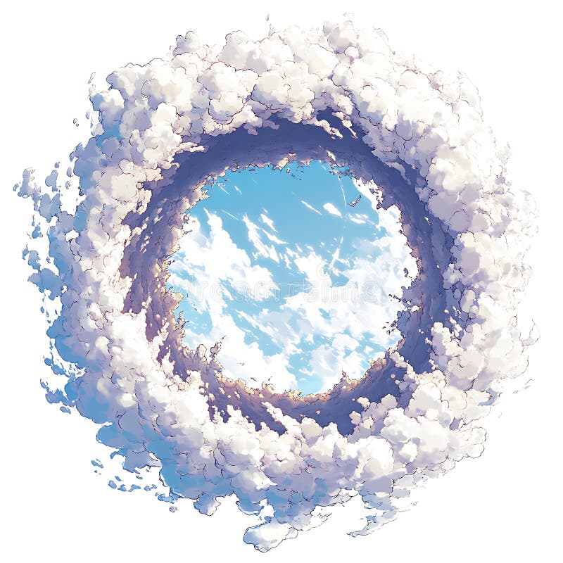 Dreamy Circular Cloud Formation with a Blue Sky Window Stock ...