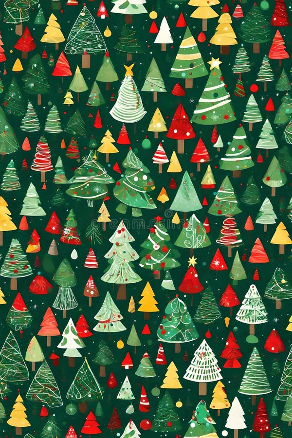 Christmas Trees Background - Festive Wallpaper Stock Illustration ...
