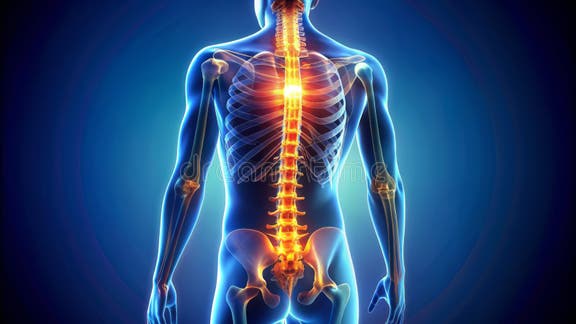 Lower Back Pain Anatomy Illustration Detailed Luminescent Spine ...