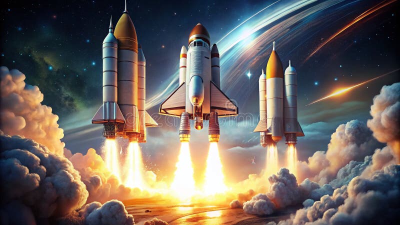 Dynamic Space Ship Launch Concept Art Futuristic Rocketship Designs in ...