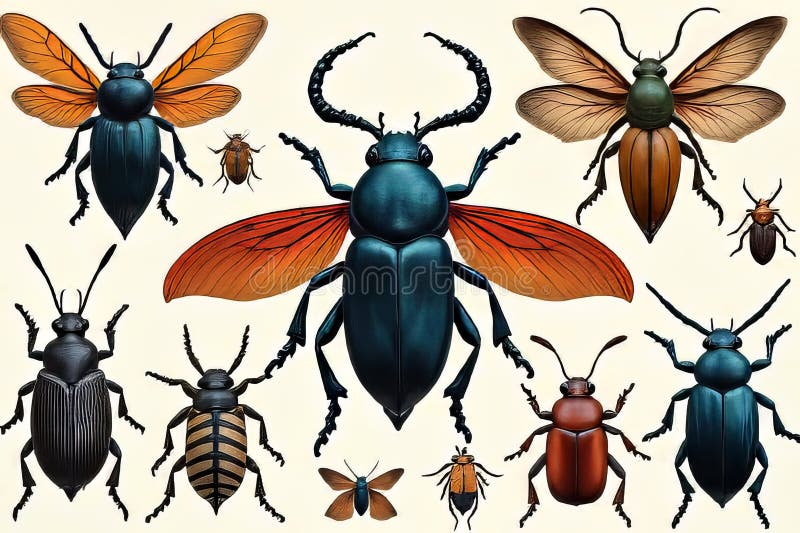 A Detailed and Exquisite Illustration of Diverse Beetle and Insect ...