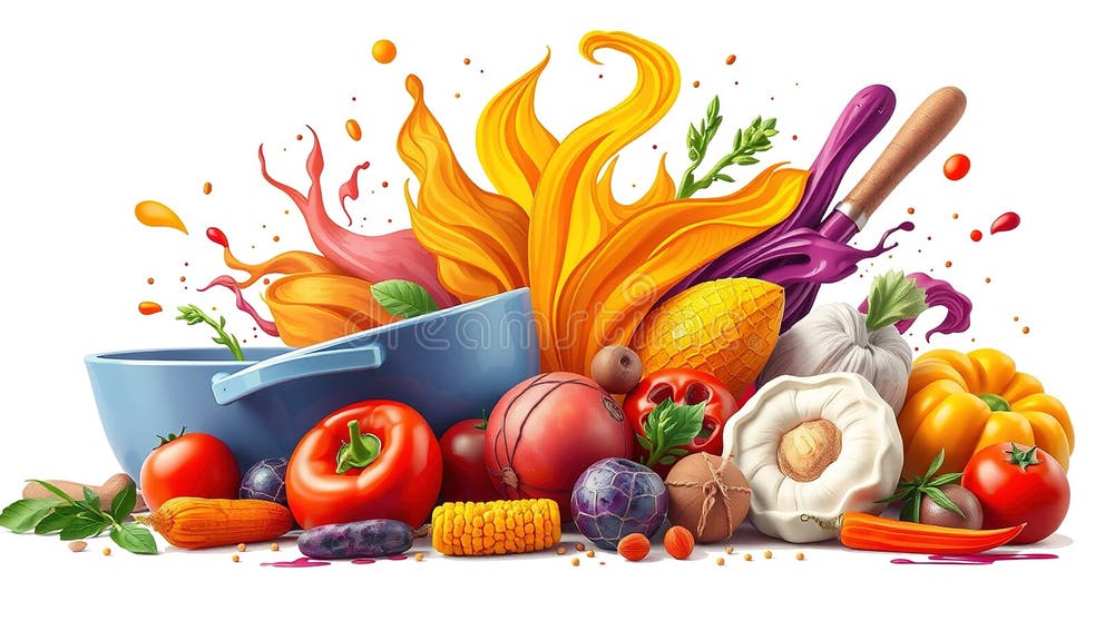 Vibrant Abstract Cooking Utensils Illustration a Colorful and Creative ...