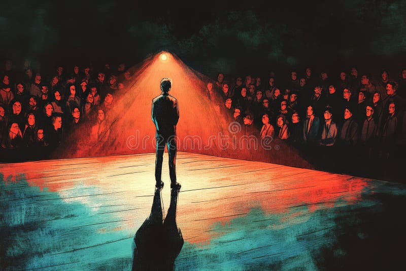 Solo Performer in Spotlight Stock Illustration - Illustration of ...