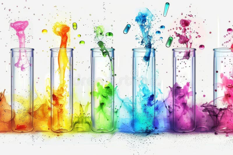 Vibrant Reactions in Test Tubes Stock Illustration - Illustration of ...