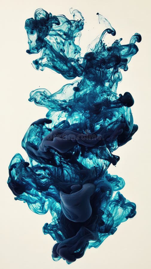 Abstract Teal Ink Swirl in Water - Artistic Fluid Design Stock ...