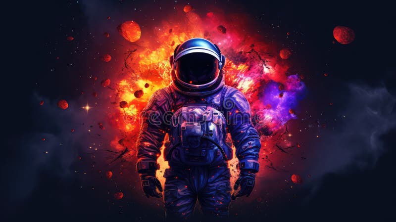 A Captivating Image of an Astronaut Exploring the Mysteries of Space Stock Illustration ...