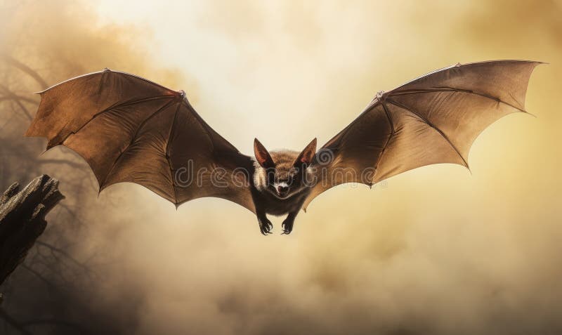 Spellbinding Dance of the Night: a Bat Takes Flight with Majestic Wings ...