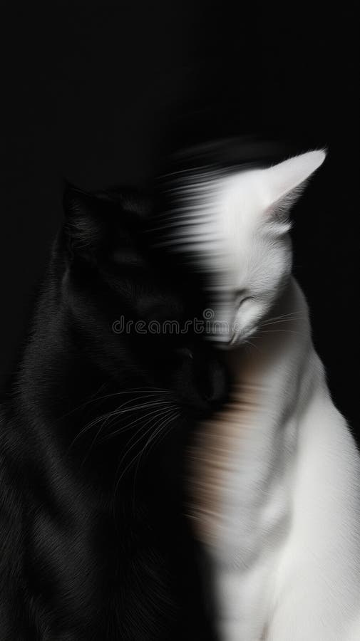 Black and White Cats Blending Together in a Striking Artistic ...