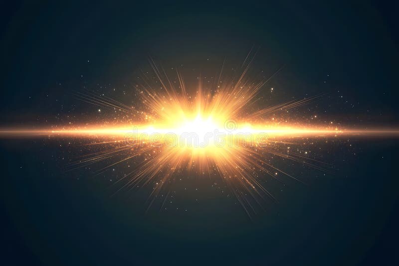 Golden Light Burst Explosion Bright Star Glowing Rays Sparkles Energy ...