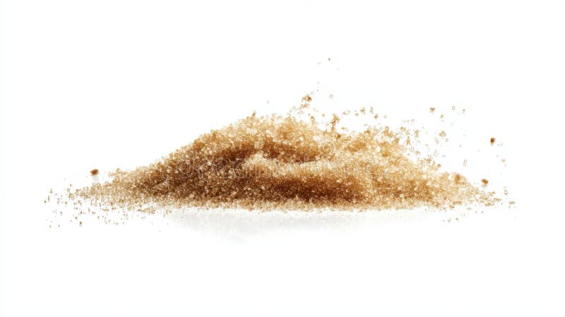 Brown Sugar Pile on White Background with Scattered Grains of Sugar ...