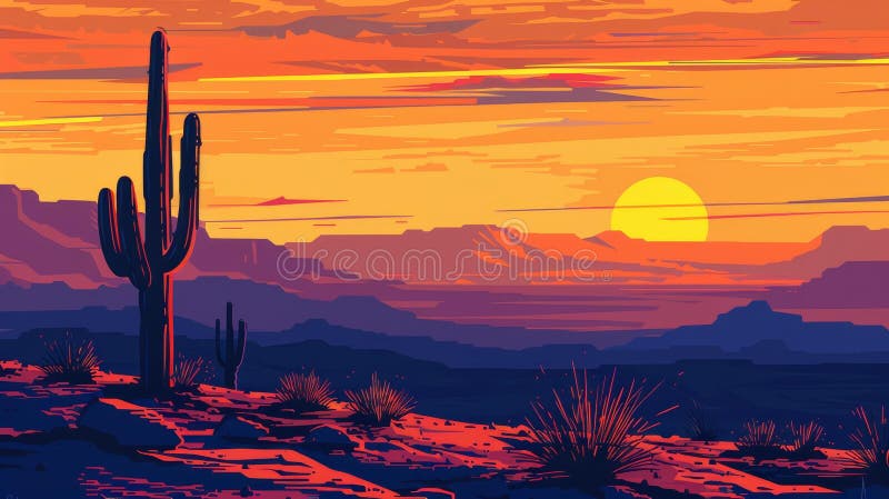Captivating Image of a Cactus with Sunset and Shadows Stock ...
