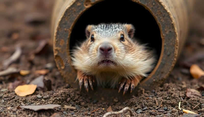 Groundhog S Day Captivating Surprise: Curious Groundhog Peeking from a ...