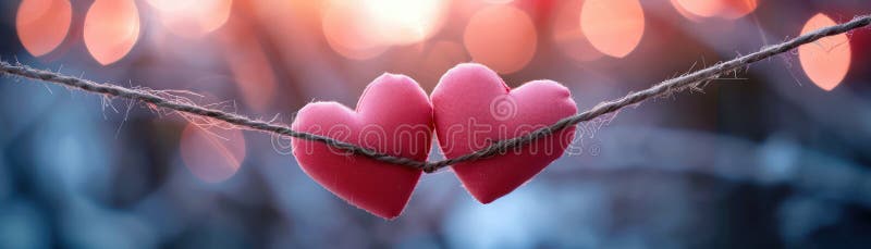 Two Hearts Connected by a String Symbol of Love, Romance, and ...