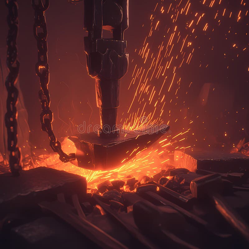 Fiery Forge: the Art of Metalworking in Action Stock Illustration ...