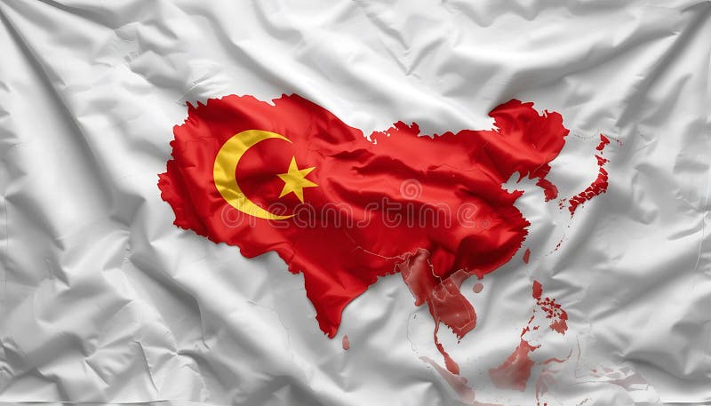 Central Asian Flag Draped: a Crinkled, Red, Artistic Map Stock ...