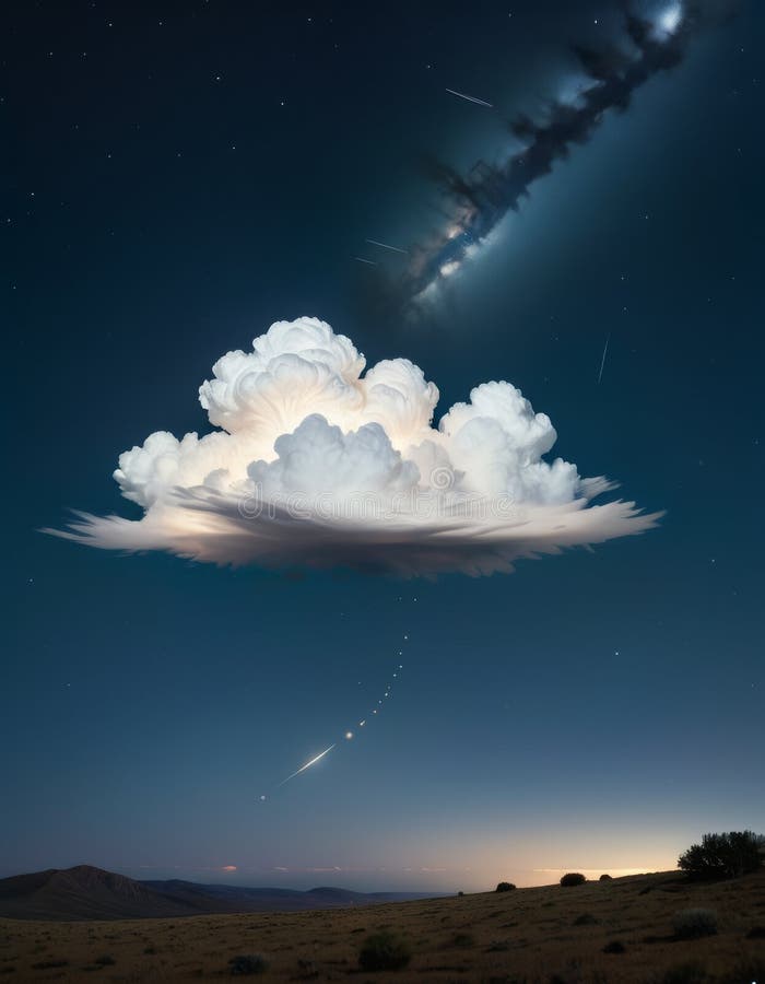 Surreal Cloud Formation with Meteors Stock Photo - Image of unique ...