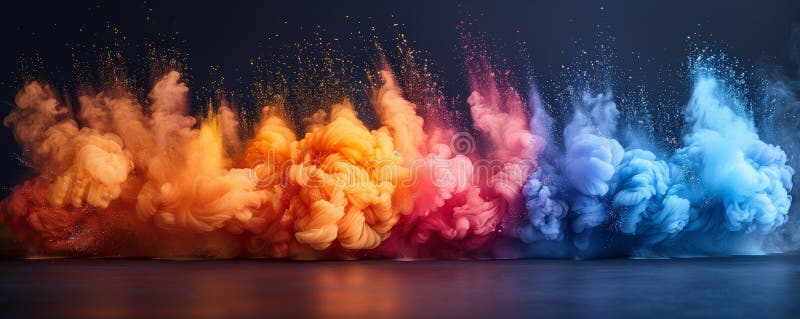 Explosive Color Powder on Dark Background Stock Image - Image of energy ...